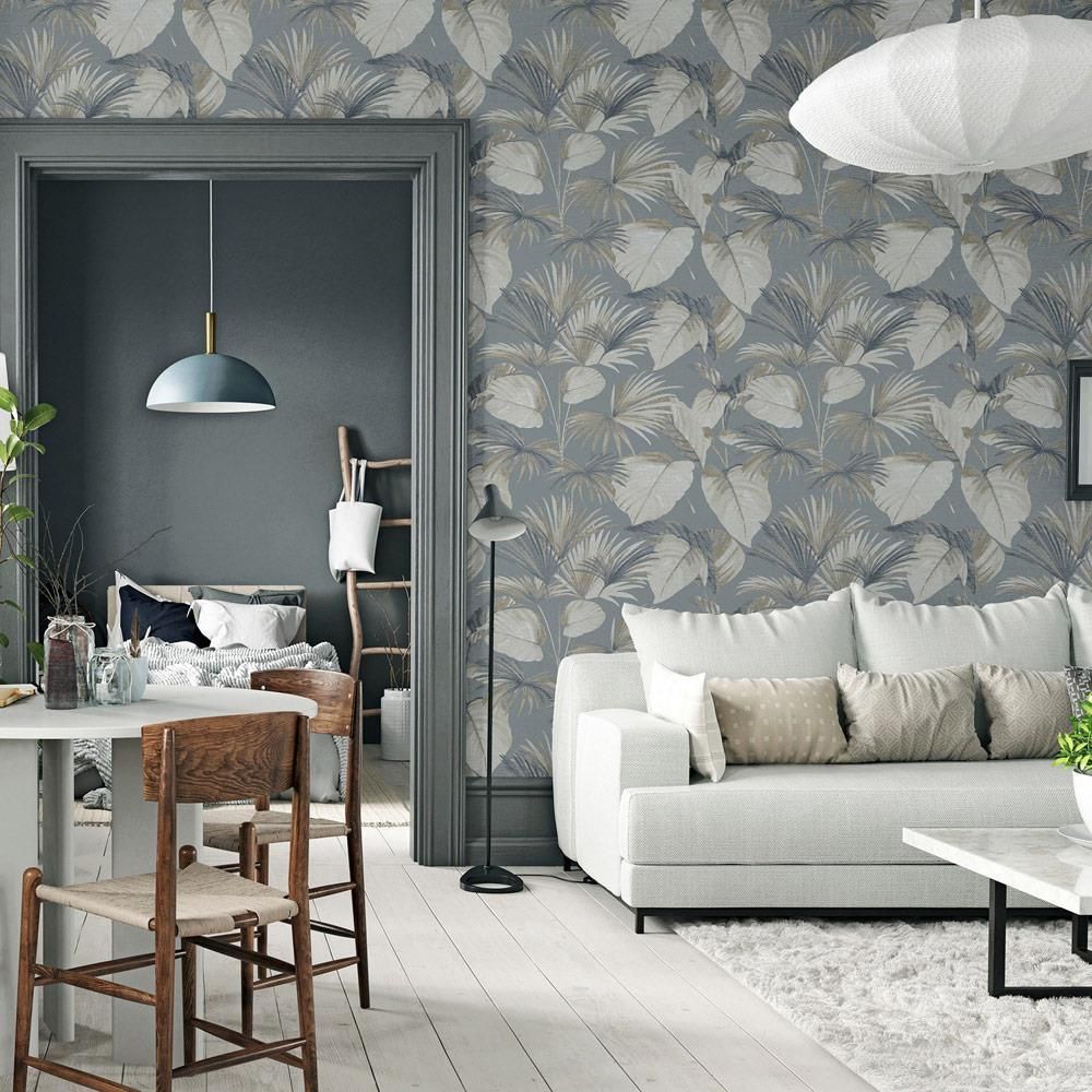 Arthouse Palm Grove Wallpaper Grey | Wallpaper Shop