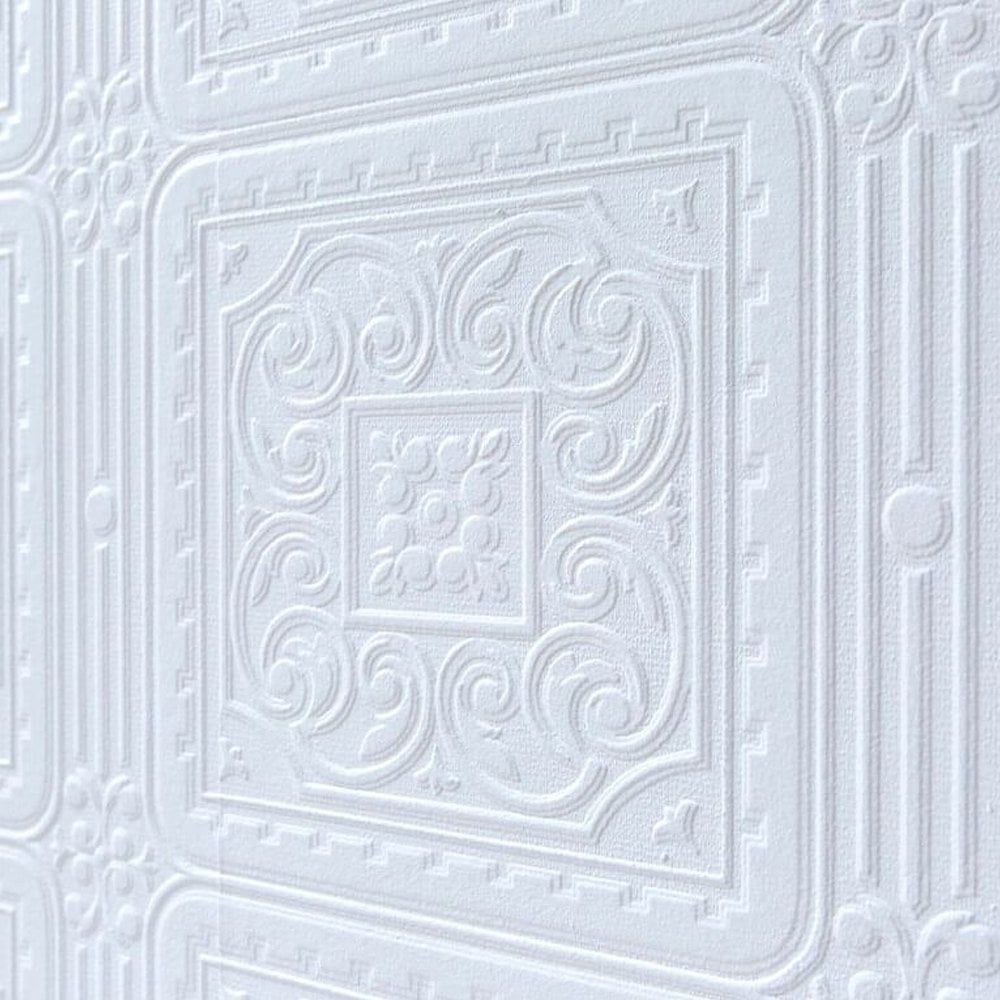 Anaglypta Paintable Turner Tile Wallpaper White