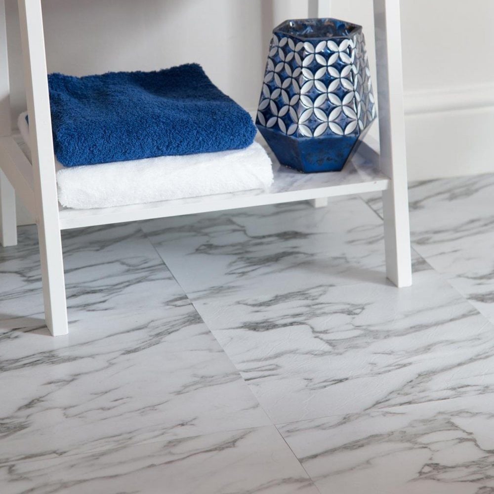 Marble Effect Vinyl Floor Tiles Grey Self Adhesive Stick On Flooring