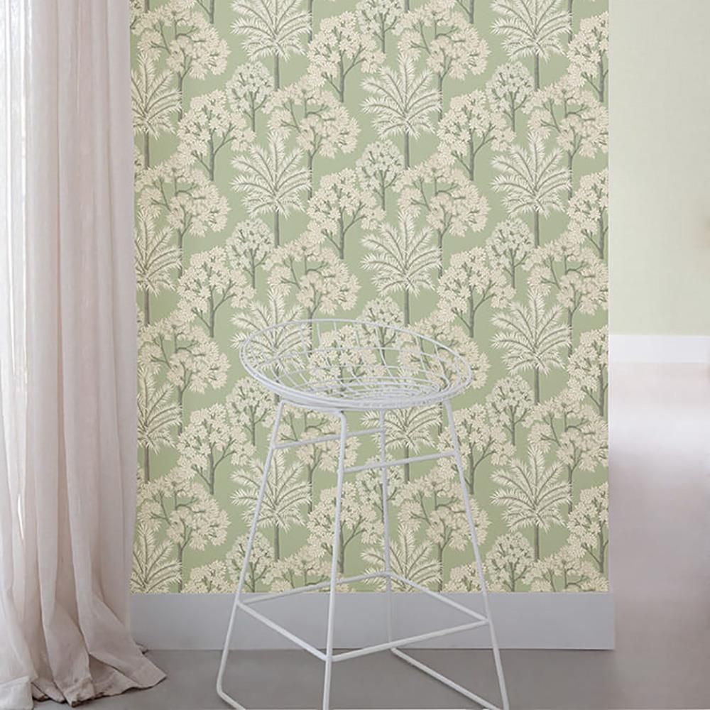 Grandeco Arcadia Tree Wallpaper Sage Green | Wallpaper Shop