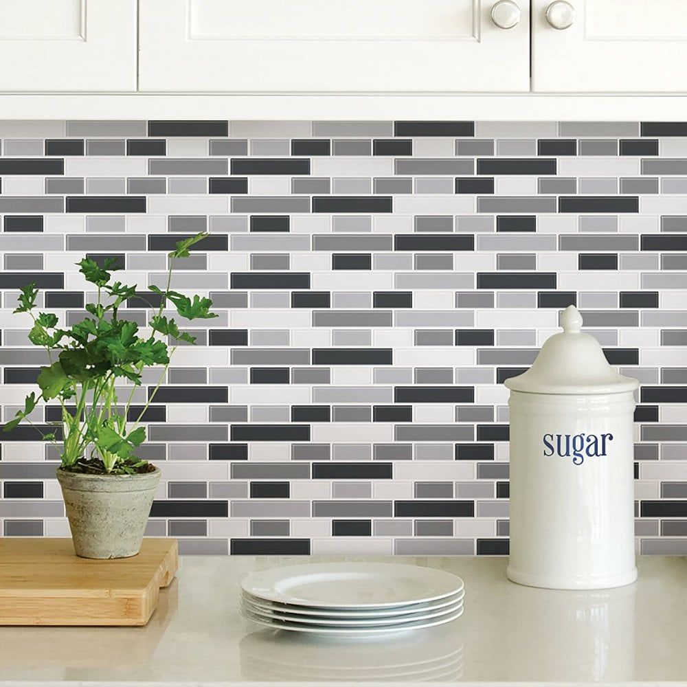 WallPops Smoked Glass Splashback Tile Stickers Black | Wallpaper Shop