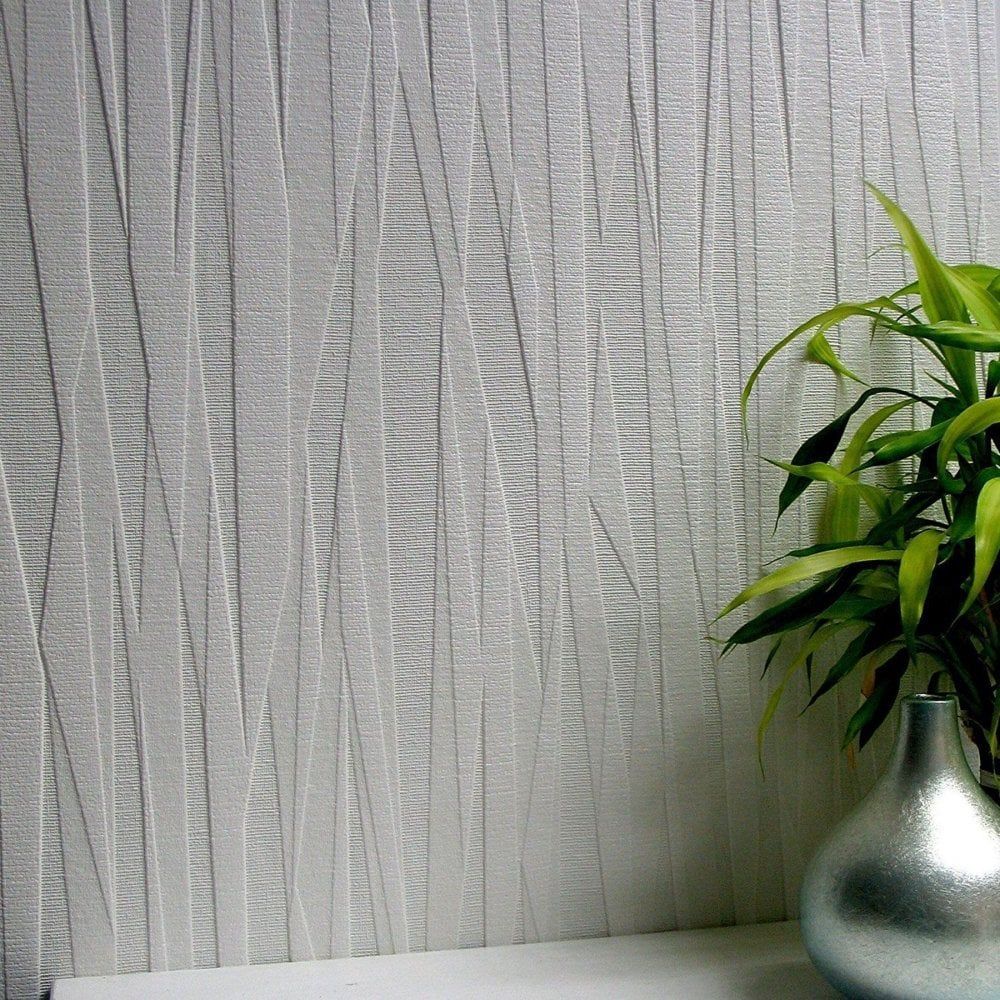 Anaglypta Paintable Wave Stripe Wallpaper White
