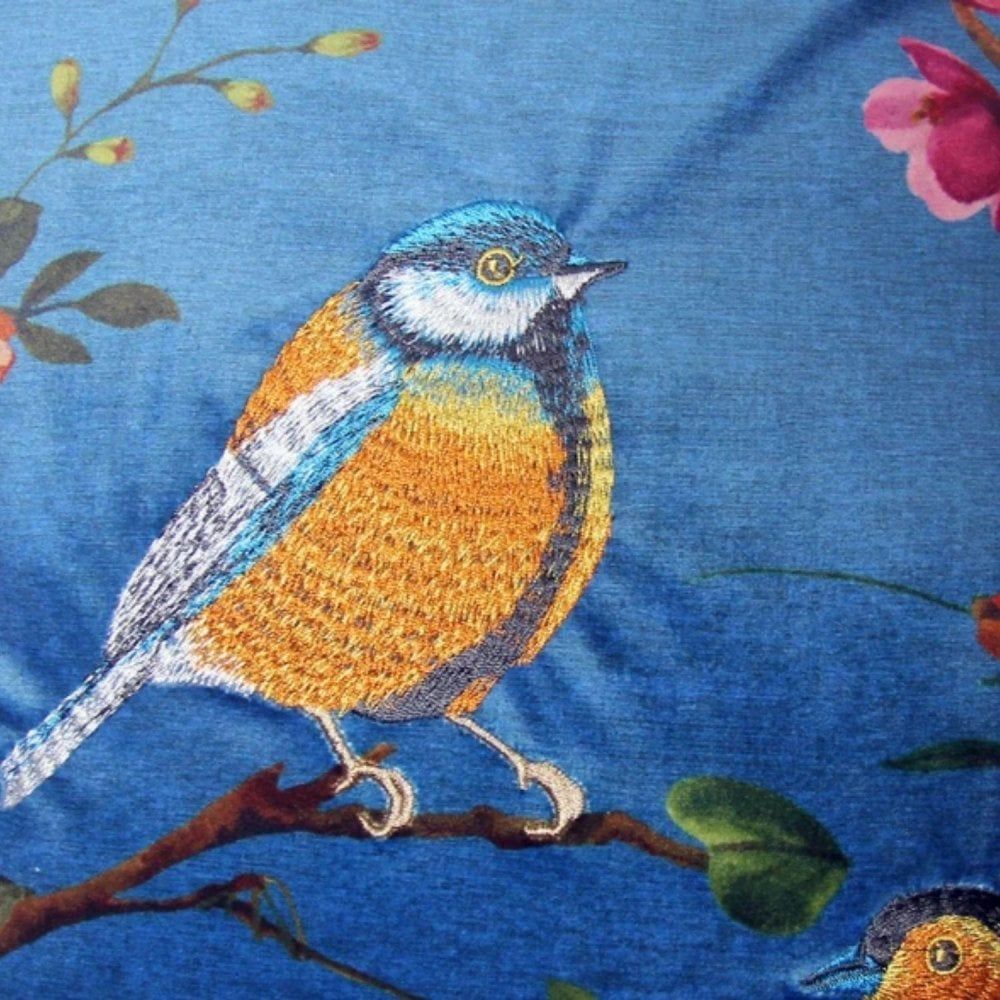 Arthouse Palatial Birds Cushion Blue Velvet Cushion