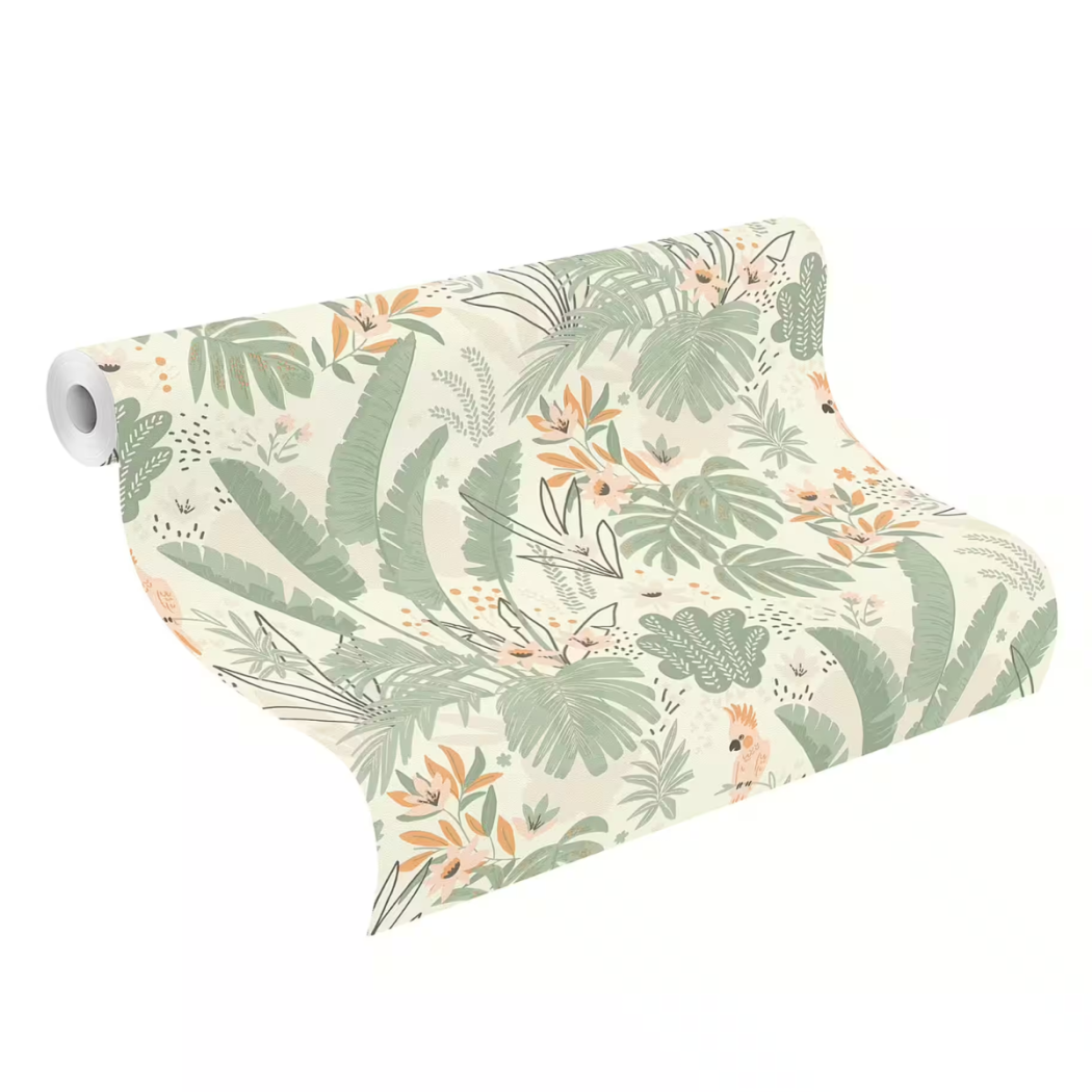 Rasch Tropical Fauna Wallpaper Sage Pink | Wallpaper Shop