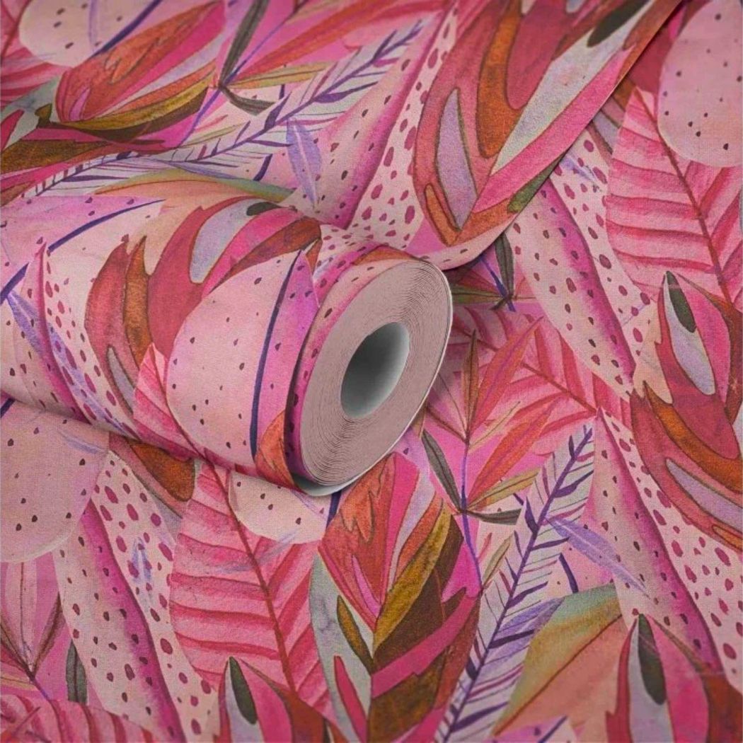 AS Creation Anna d´Andrea Leaf Wallpaper Hot Pink | Wallpaper Shop