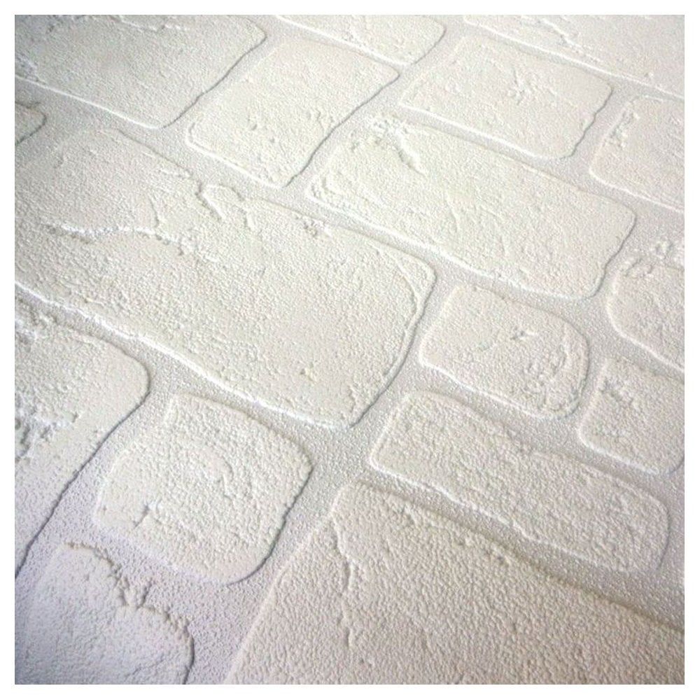 3D Effect Paintable Brick Wallpaper White Faux Wallpaper Shop.co.uk