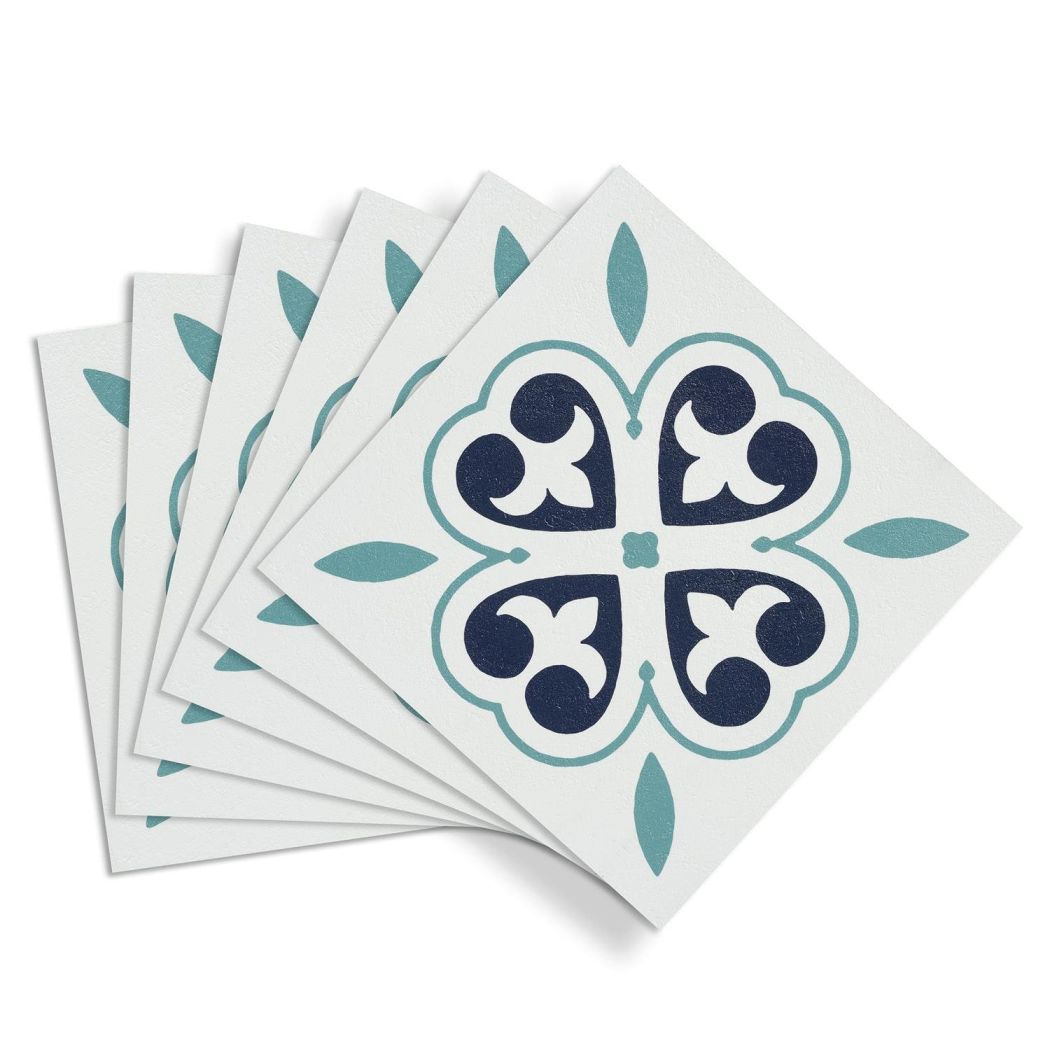 D-C-Fix Oriental Flower Floor Tiles Blue | Wallpaper Shop