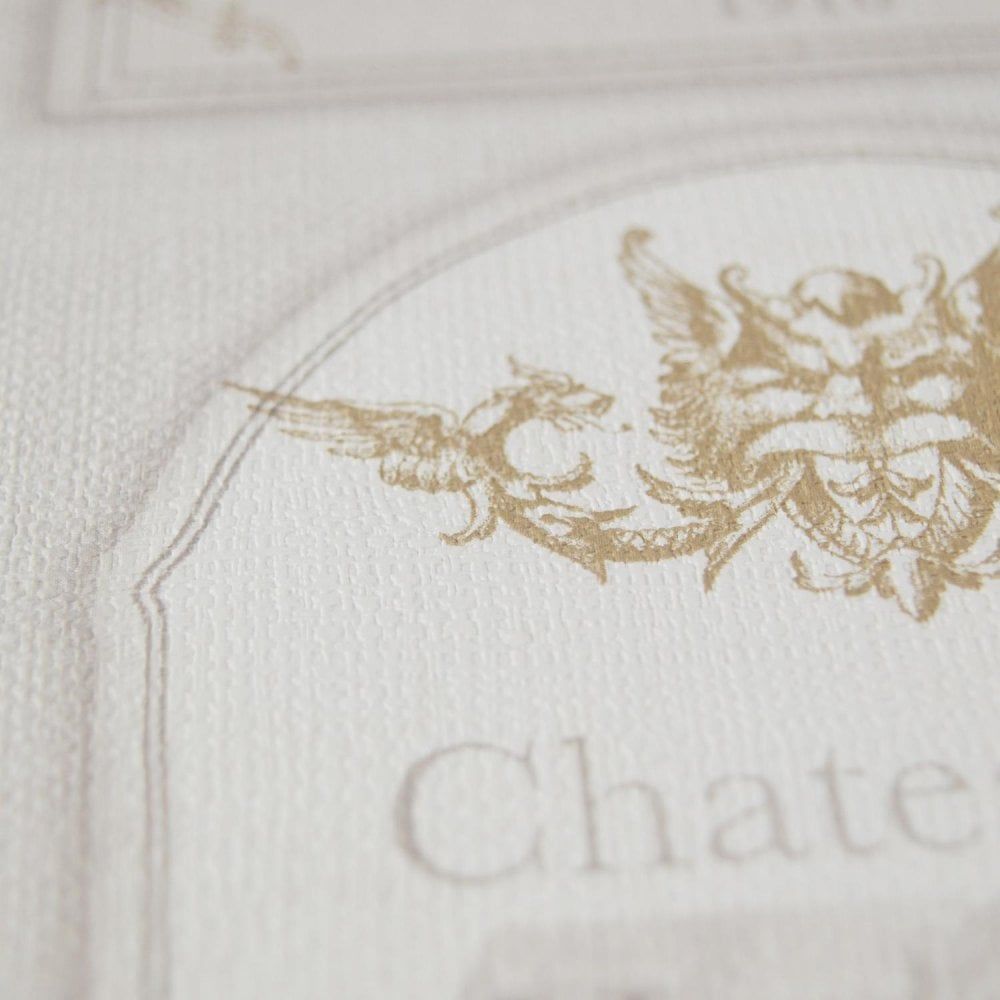 Splendour Vintage Wine Labels Wallpaper Beige | Wallpaper Shop