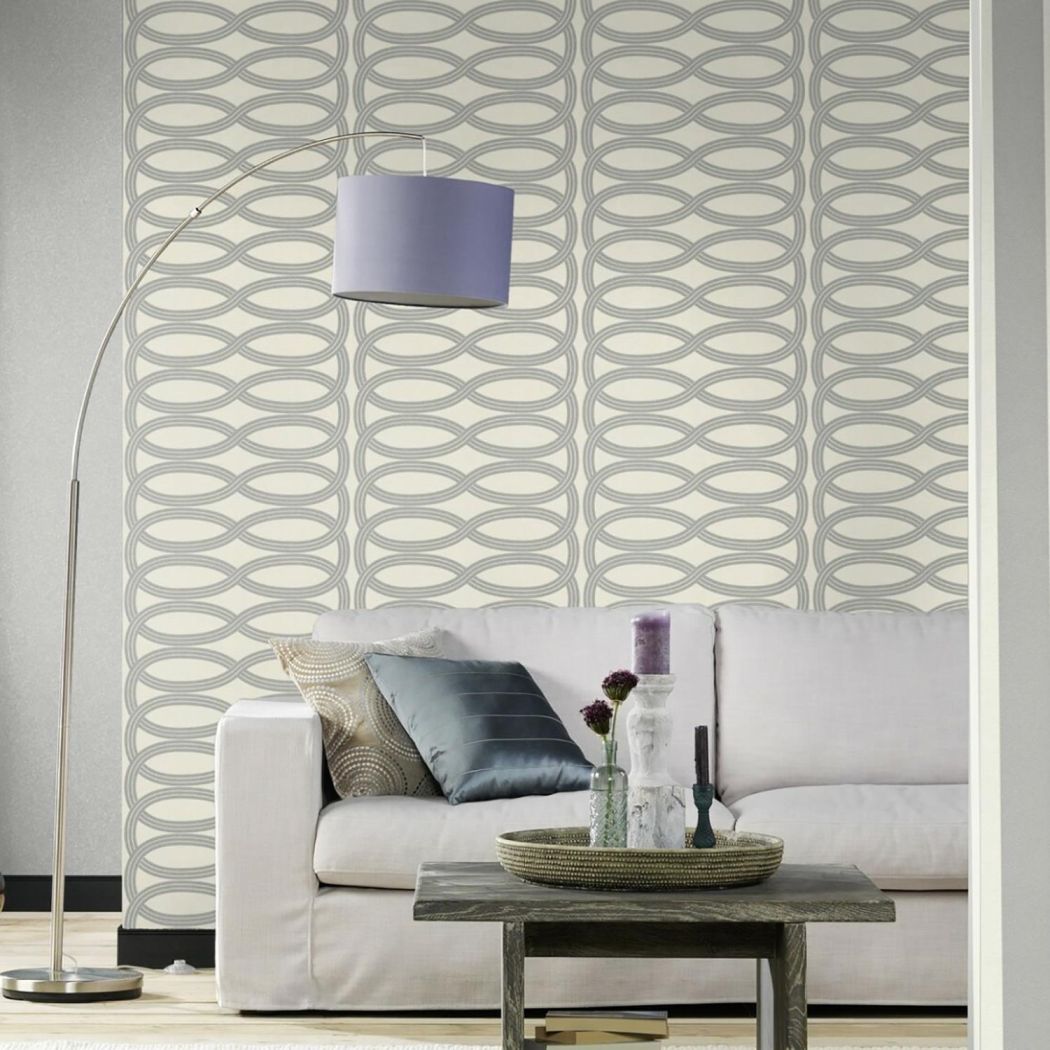 Rasch Links Wallpaper Silver White | Wallpaper Shop