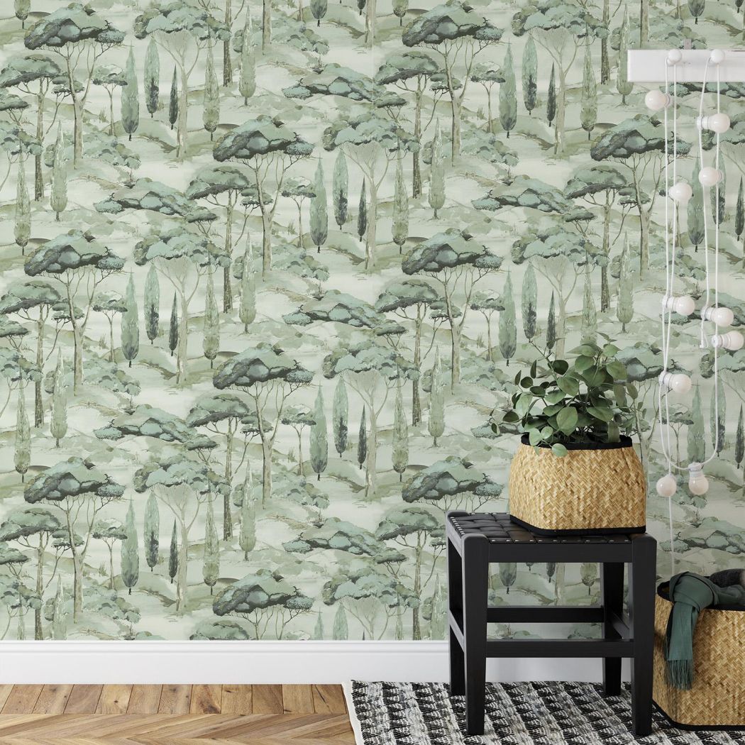 Grandeco Arcadia Tree Canopy Wallpaper Sage Green | Wallpaper Shop