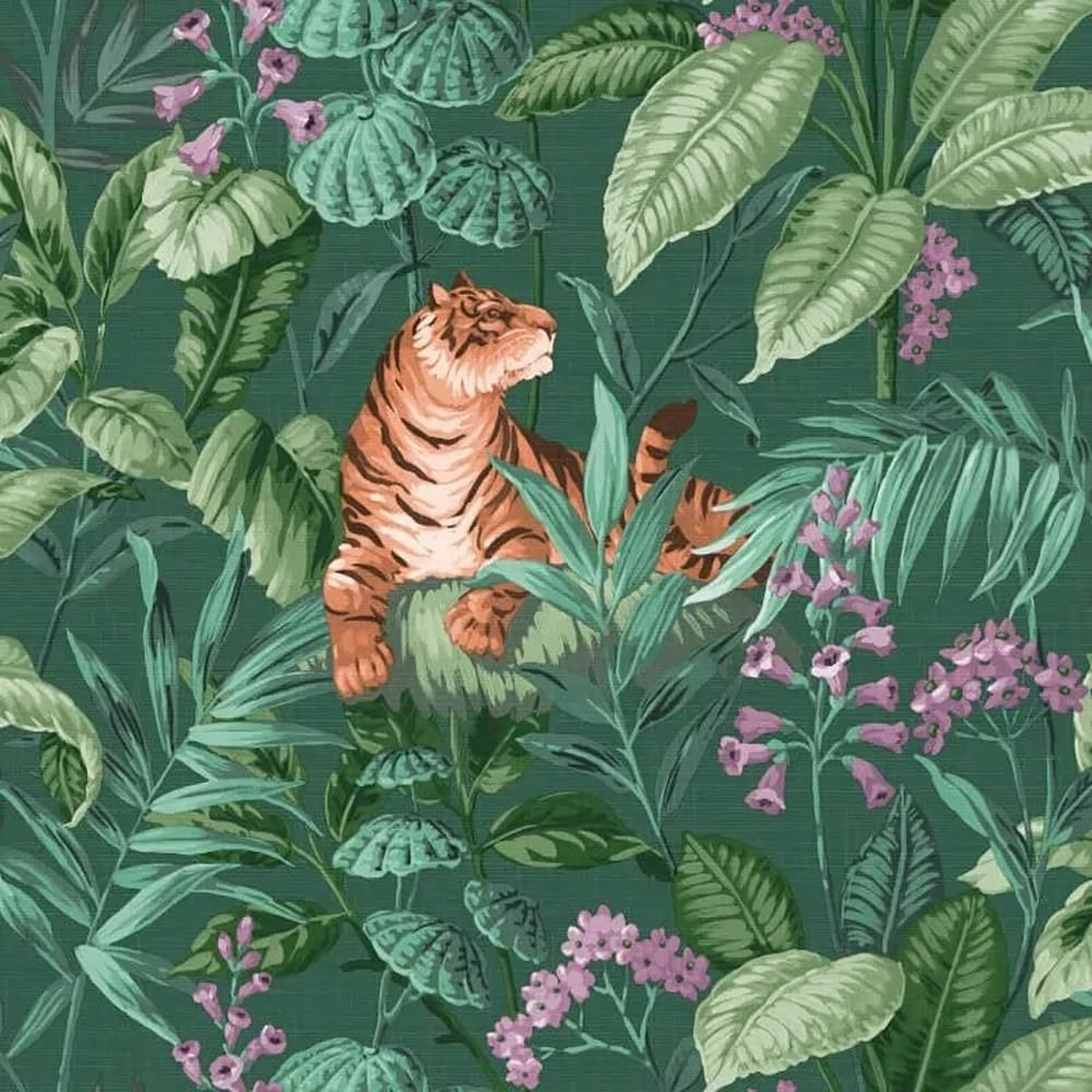 Crown Floral Tiger Wallpaper | Wallpaper Shop