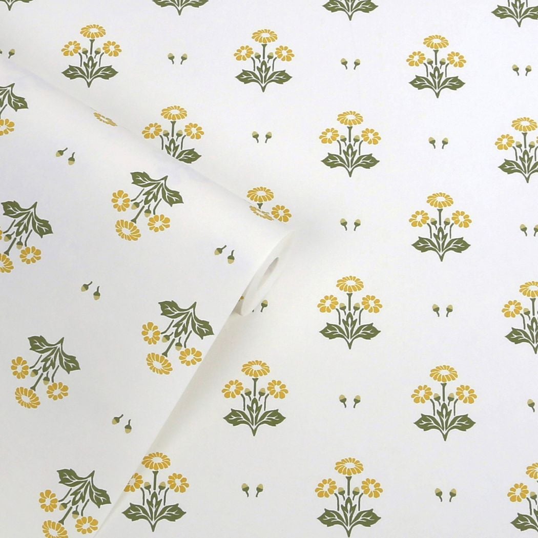 Laura Ashley Harthill Daisy Wallpaper Ochre Yellow | Wallpaper Shop