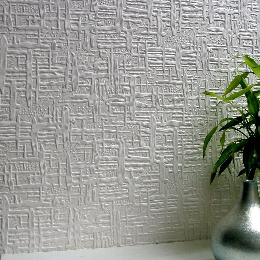 Anaglypta Paintable Edward Retro Wallpaper White