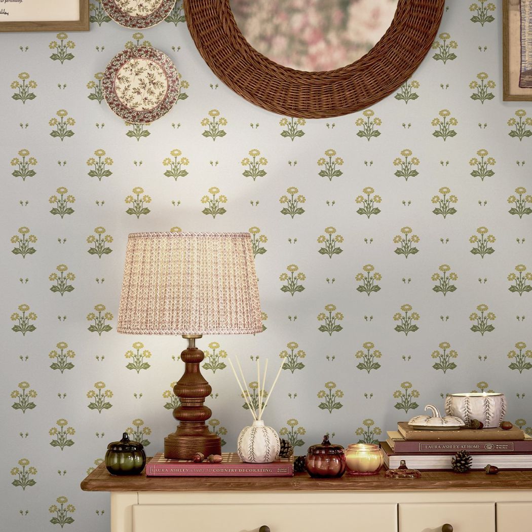 Laura Ashley Harthill Daisy Wallpaper Ochre Yellow | Wallpaper Shop