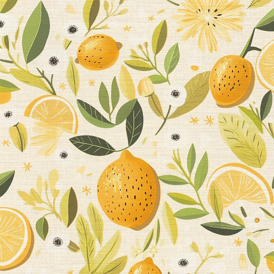 AS Creation Fruity Lemons Wallpaper Yellow Sage | Wallpaper Shop