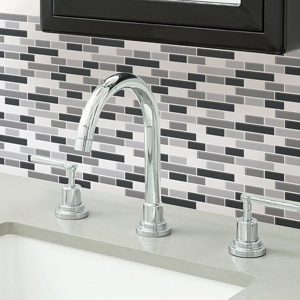 WallPops Smoked Glass Splashback Tile Stickers Black | Wallpaper Shop