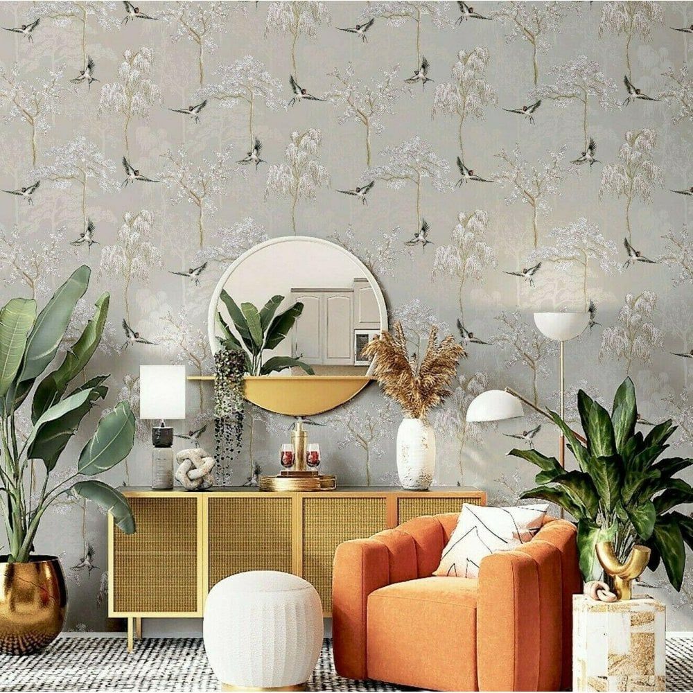 Japanese Garden Wallpaper Grey | Wallpapershop.co.uk