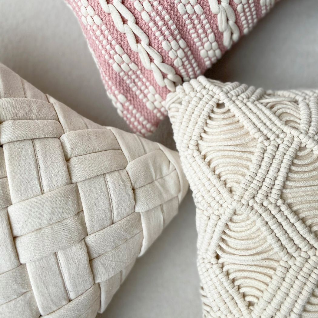Rocco Timor Scandi Boho Cushion Bohemian Grey Pink
