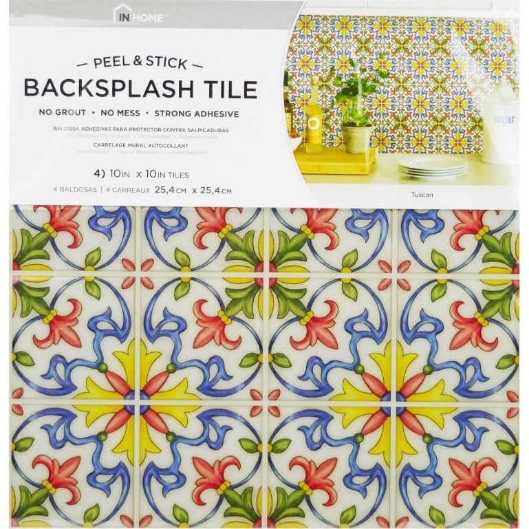 WallPops Tuscan Splashback Tile Stickers Multicoloured | Wallpaper Shop