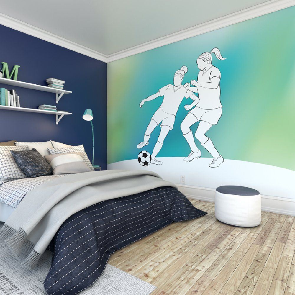 Origin Murals Girls Playing Football Wall Mural | Wallpaper Shop