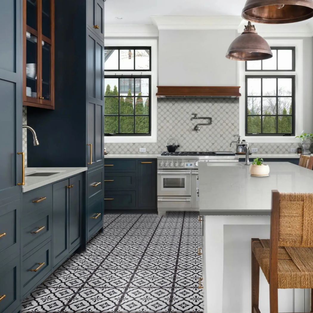 YöL Black And White Monochrome Mosaic Design Floor Tiles | Wallpaper Shop