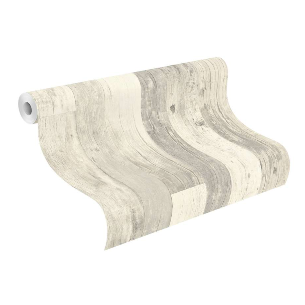Rasch White Washed Wooden Planks Wallpaper Grey | Wallpaper Shop
