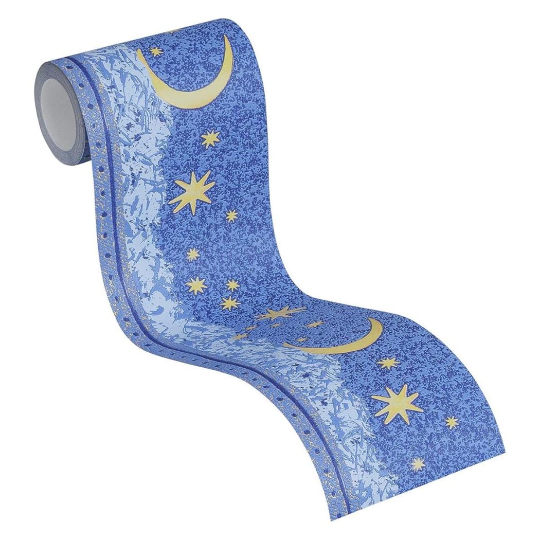 AS Creation Glow In The Dark Moon & Stars Wallpaper Border Blue Yellow ...