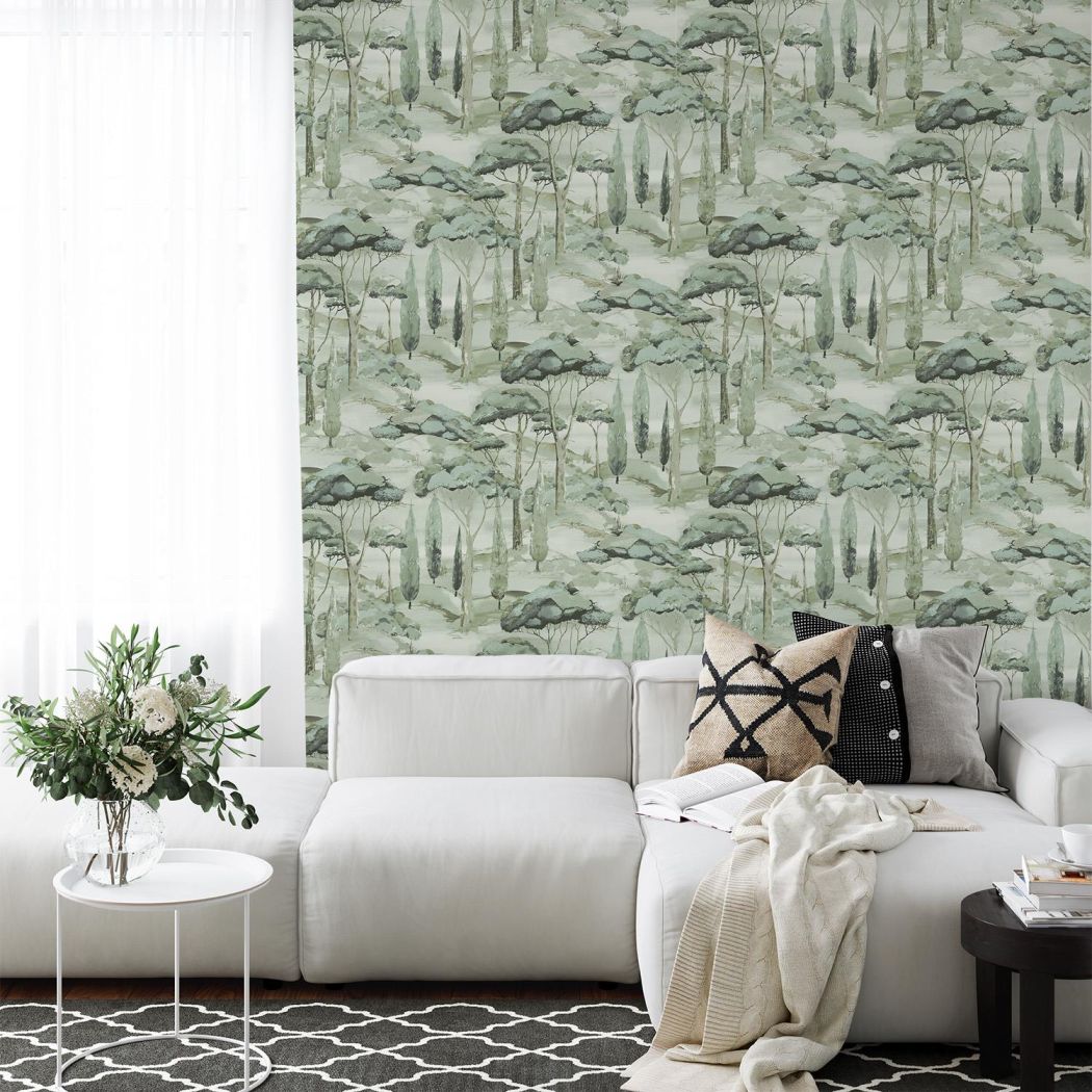 Grandeco Arcadia Tree Canopy Wallpaper Sage Green | Wallpaper Shop