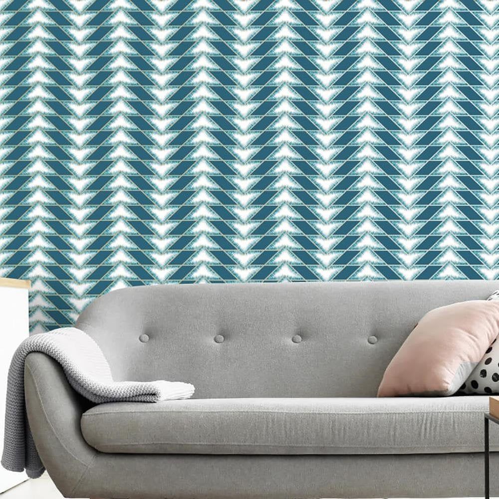 Holden Decor Teton Chevron Wallpaper Teal Gold 90530
