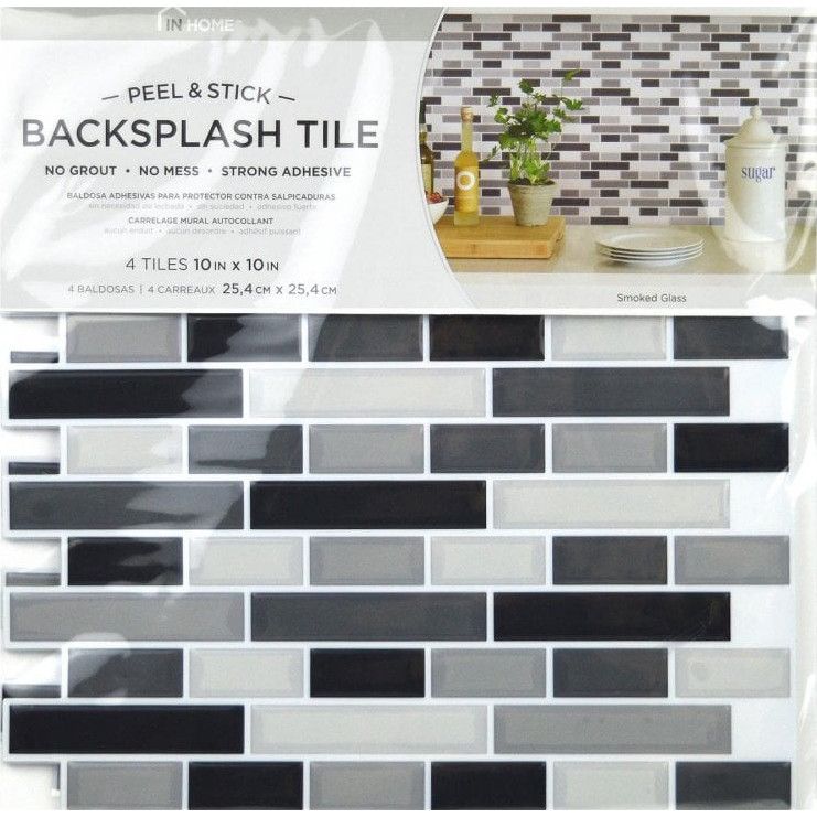 WallPops Smoked Glass Splashback Tile Stickers Black | Wallpaper Shop