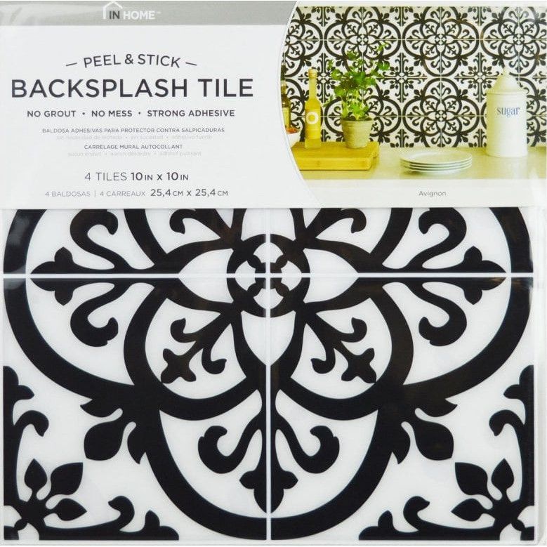 WallPops Avignon Victorian Splashback Tile Stickers Black | Wallpaper Shop