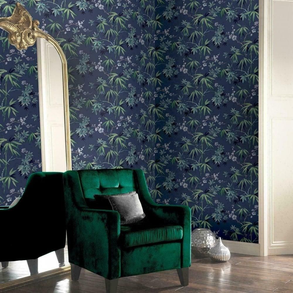 Arthouse Jasmine Garden Navy Wallpaper | Wallpaper Shop