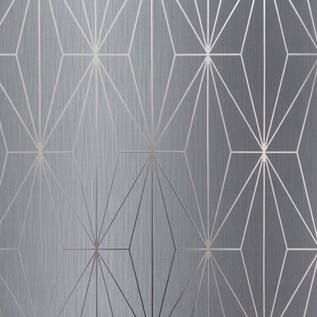 Kayla Art Deco Wallpaper Love Blue Navy Pink Rose Gold Grey Muriva