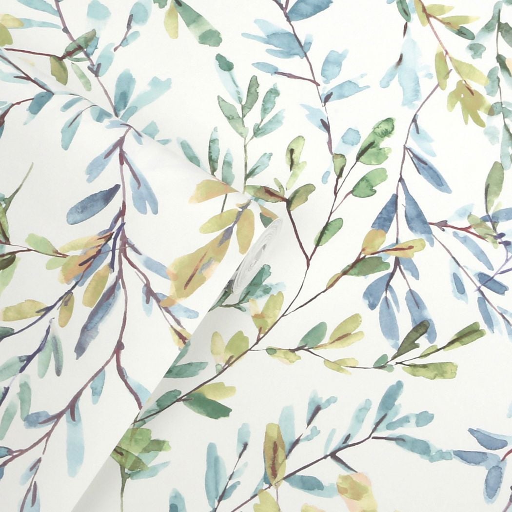 Laura Ashley Brayton Leaves Wallpaper Fresh Green | Wallpaper Shop