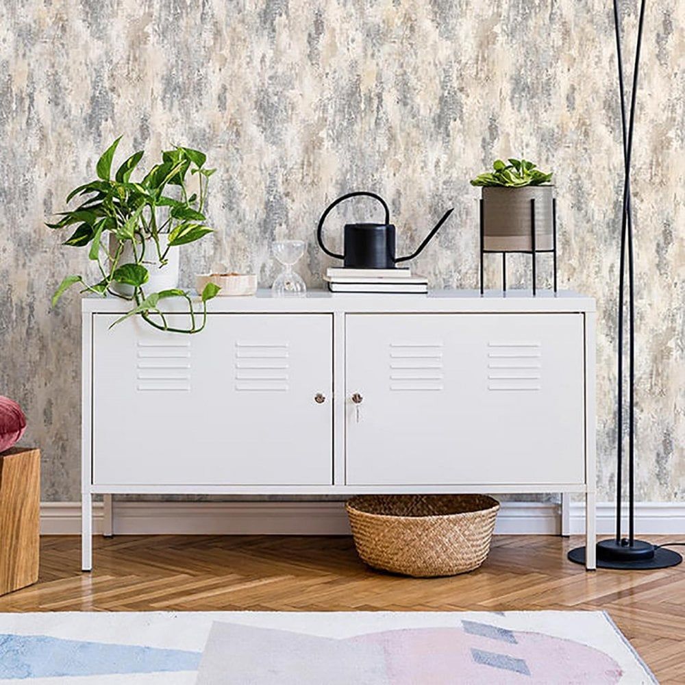 Jungle Fever Concrete Industrial Wallpaper Red