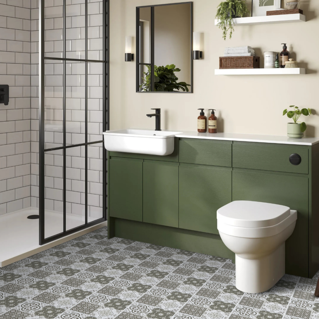 YöL Olive Sage Green And White Moroccan Mosaic Design | Wallpaper Shop