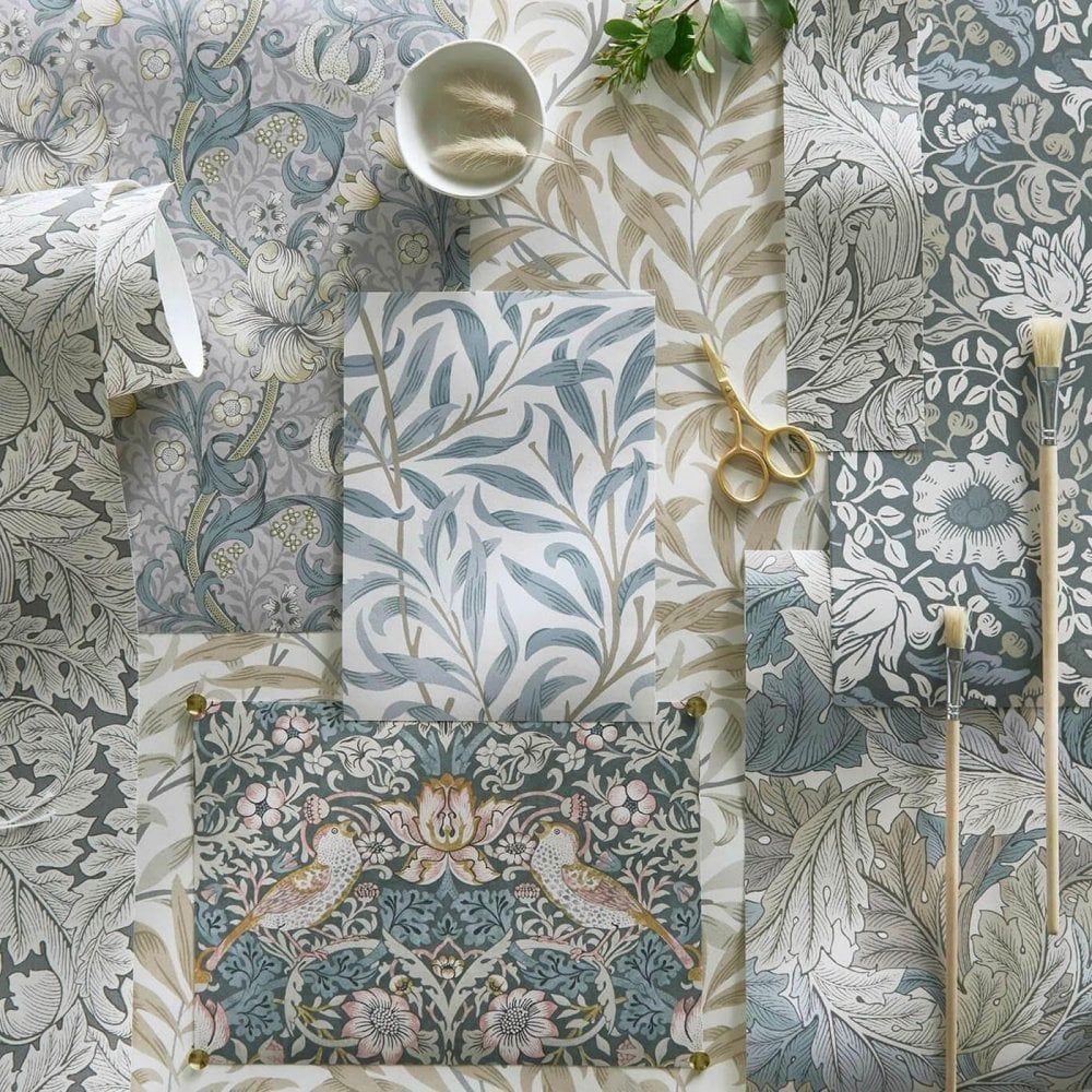 William Morris Willow Boughs Wallpaper | Denim Dove Linen Mineral Teal