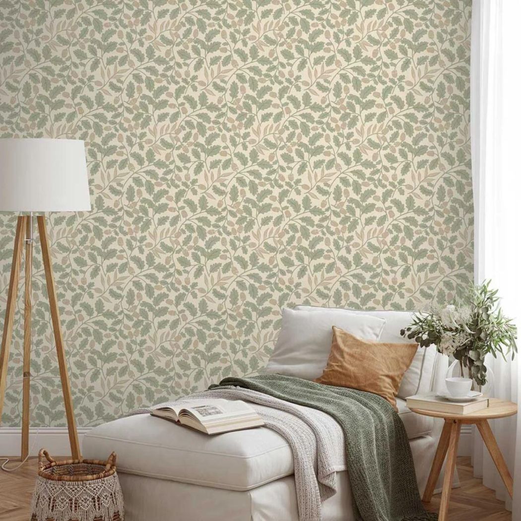 Arthouse Acorn Trail Wallpaper Sage | Wallpaper Shop