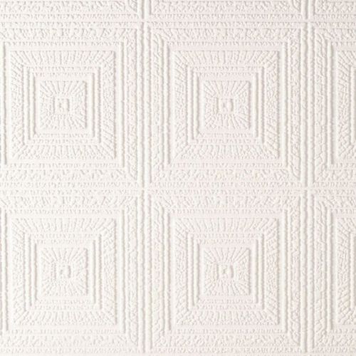 Big Squares Paintable Wallpaper White Anaglypta Wooden Panel