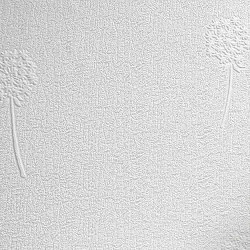 Anaglypta Paintable Dandelion Blush Flower Wallpaper White