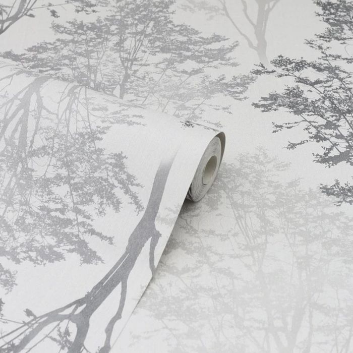 Wildwood Mono Grey Wallpaper | Wallpaper Shop