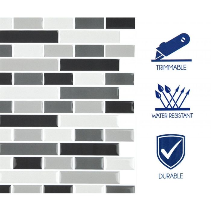 WallPops Smoked Glass Splashback Tile Stickers Black | Wallpaper Shop