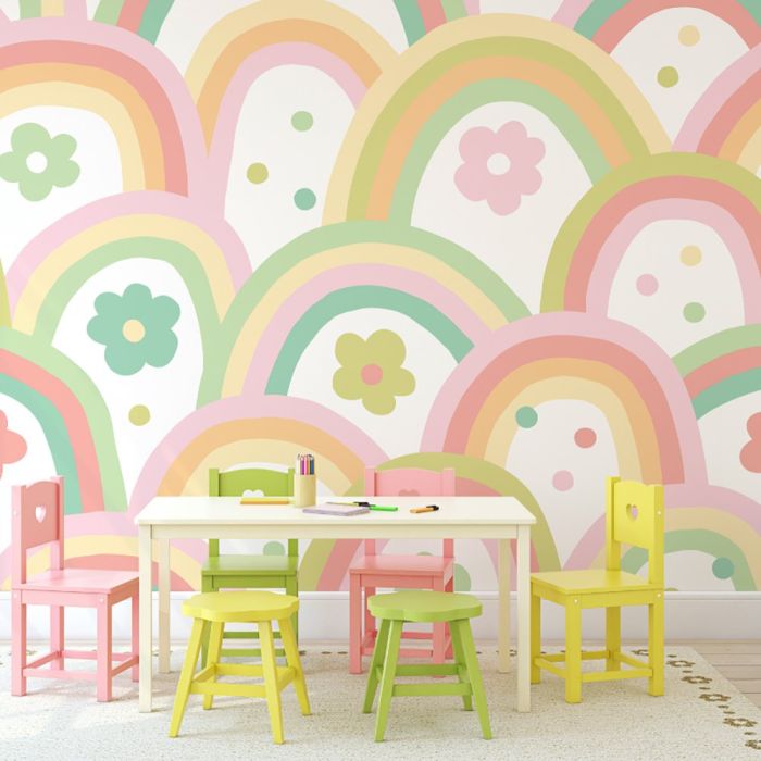 Origin Murals Rainbow Wobble Wall Mural | Wallpaper Shop