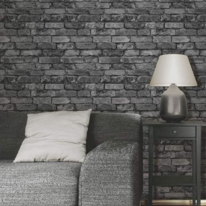 Distinctive Rustic Brick Wallpaper Silver Cream Red Love 3D Effect